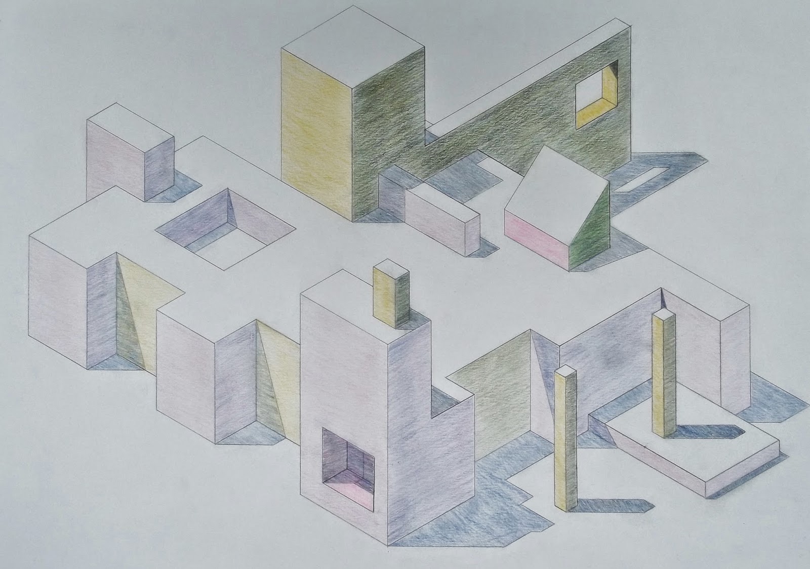 ARQUITECTURA Y DISEÑO: Sombras y color en isometria