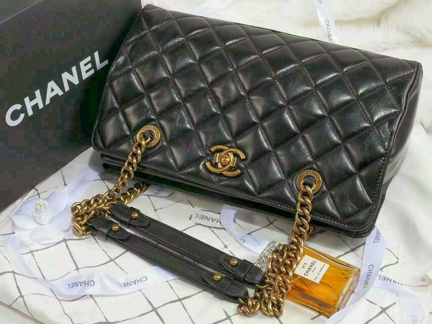 CHANEL BAGS REPLICA: replica Chanel Black Perfect Edge Shopping Tote Bag