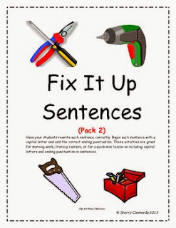 Dr. Clements' Kindergarten : Fix-It Up Sentences (Capital Letters and ...