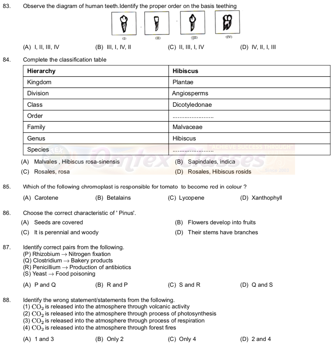OMTEX CLASSES: Pre­Foundation / Homi Bhabha / Official Exam / 2018 ...