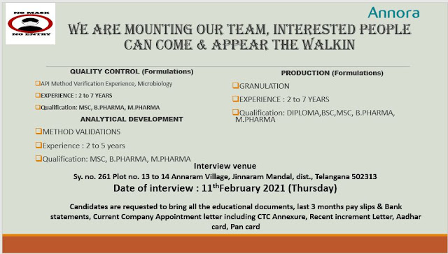 Annora Pharma - Walk-In Interviews for Quality Control / Production / Analytical Development on ...