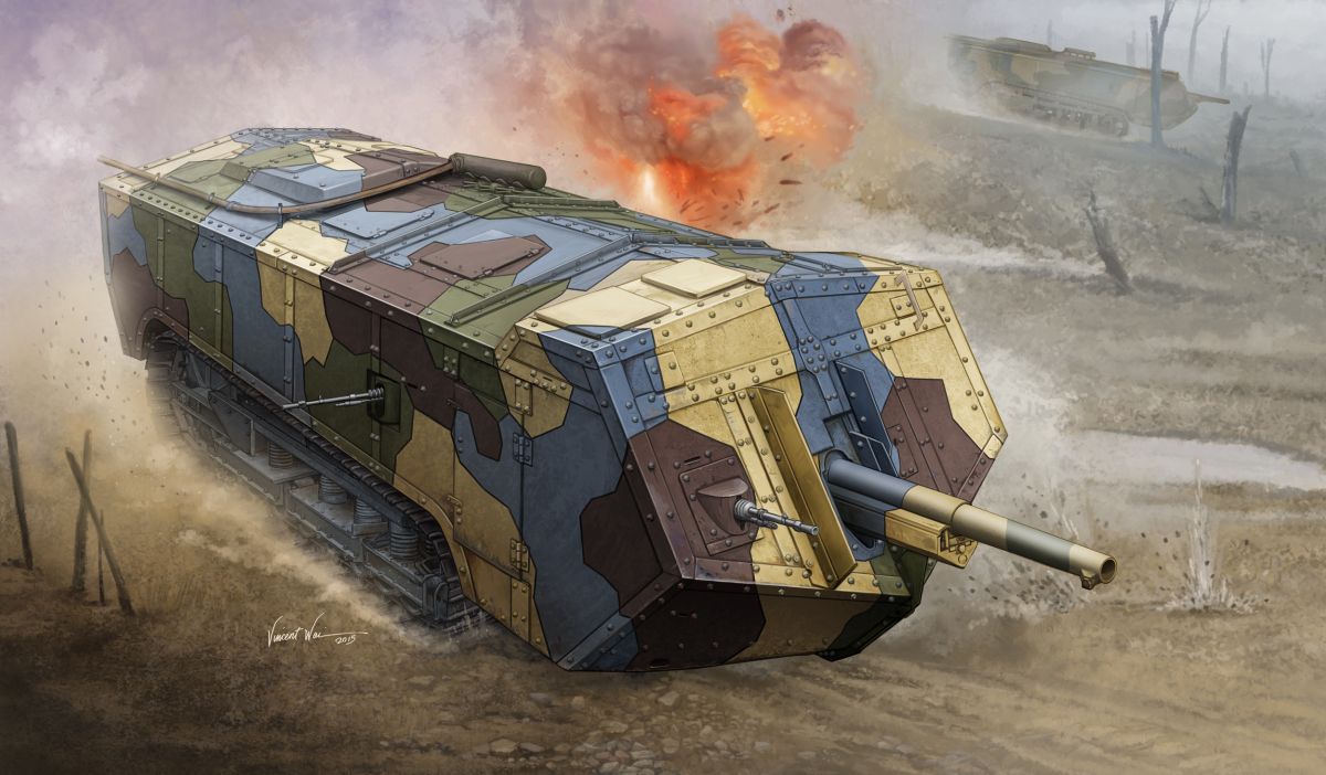 Vincent Wai's military art: French Saint-Chamond Heavy Tank. WWI