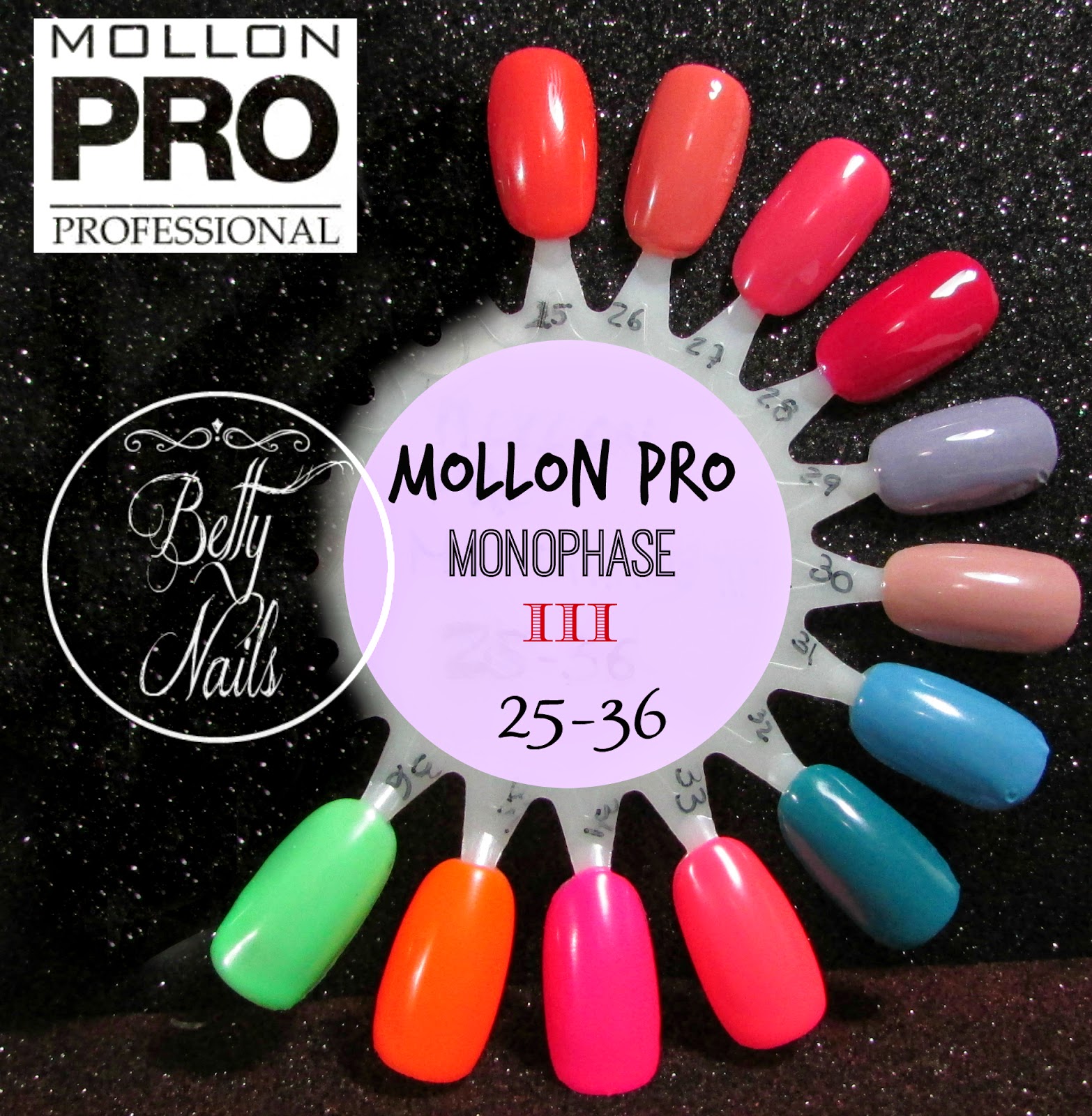 Betty Nails: Mollon Pro Monophase - III Collection 25 to 35 (4 Neons)