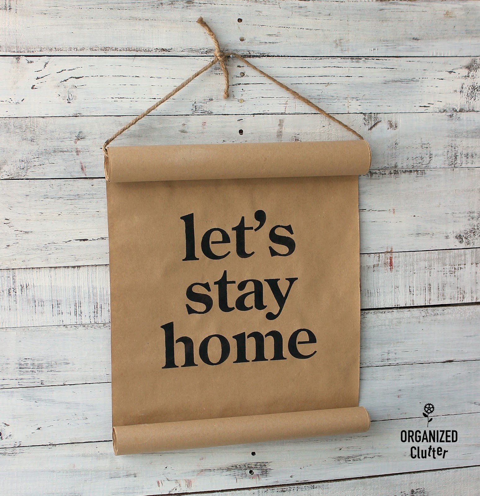 Easy & Inexpensive DIY Brown Craft Paper Stenciled Scroll Sign ...