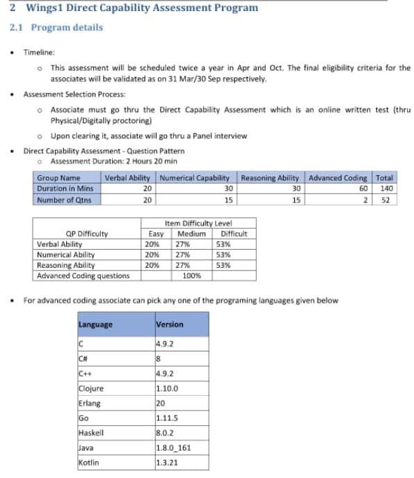 TCS Elevate Wings1 Direct Capability Assessment Program 2021 | April ...