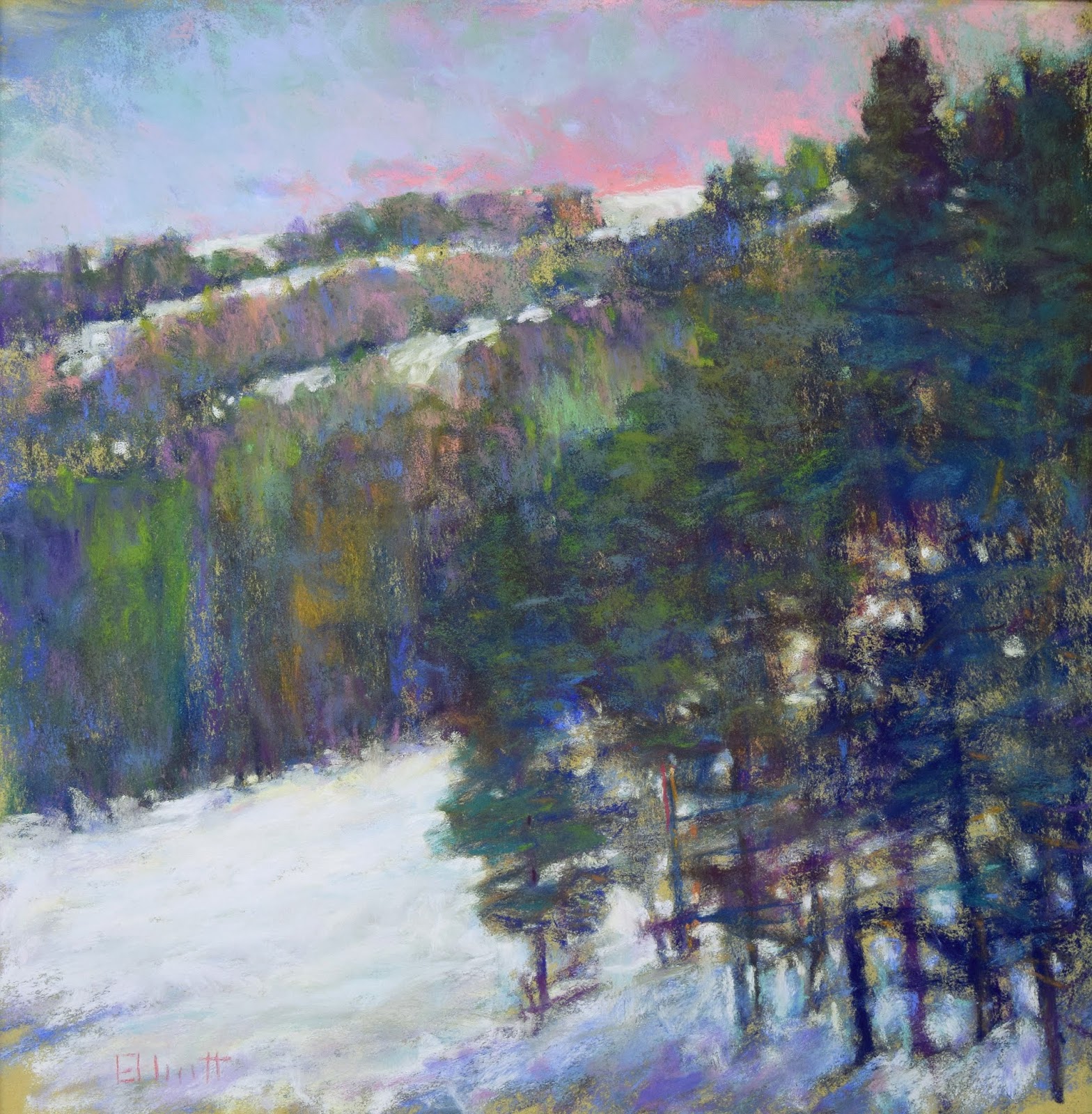 Ken Elliott / For the Color: New Pastels: Trees in Shadow, Winter and ...