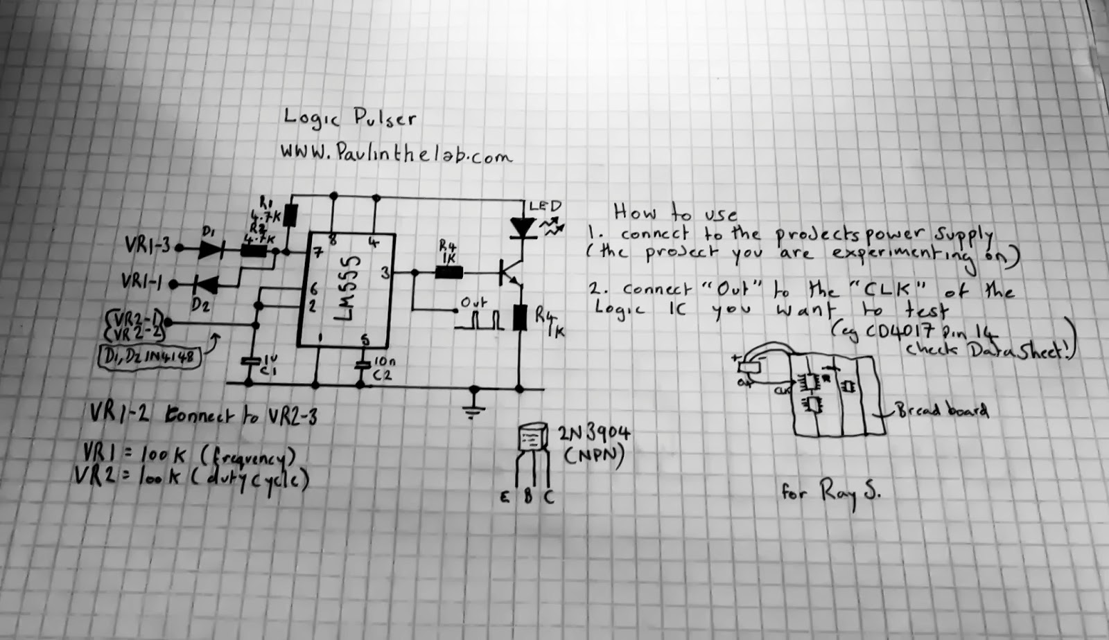 Paul In The Lab: Logic Pulse Generator - Logic Pulser Stripboard ... Paul In The Lab: Logic Pulse Generator - Logic Pulser Stripboard ...