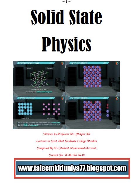 Solid State Physics-1 All Theories Notes free download