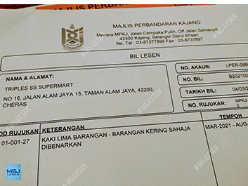 MOHD SYARUL JASMAN: MPKJ: Triple SS Supermart - Permit Kaki Lima