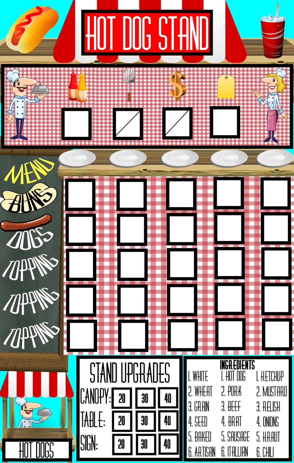 MicroRPG: Hot Dog Stand (a FREE Roll+Write Game!)