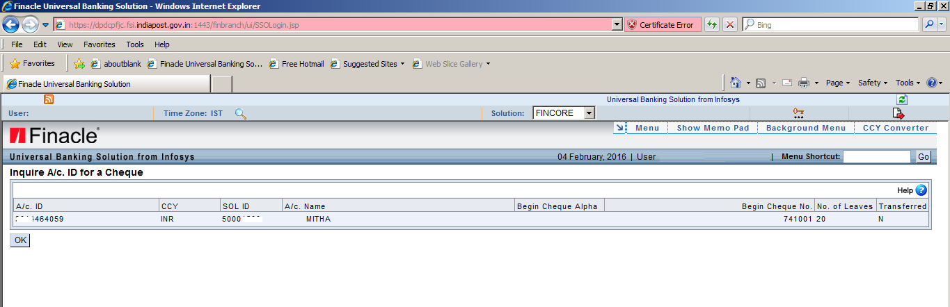 How to Find Account Number using Cheque Number in DOP Finacle ? | DOP ...