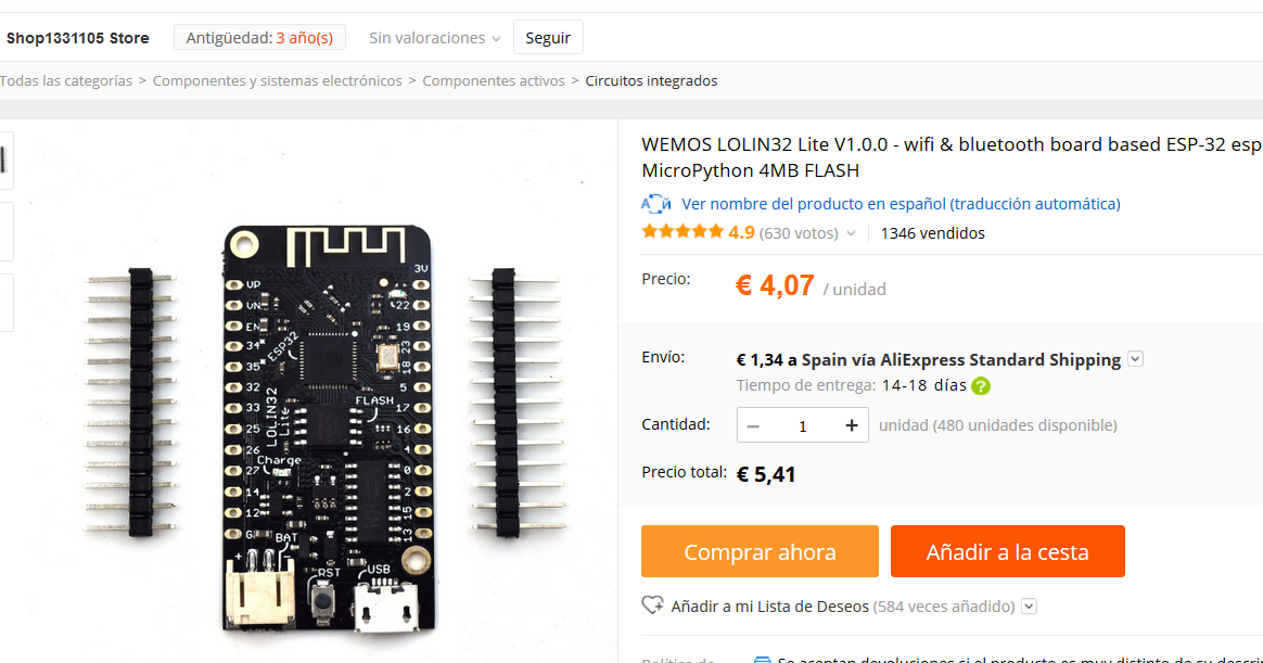 Txapuzas electrónicas: Introducción a ESP32: Lolin32 Lite