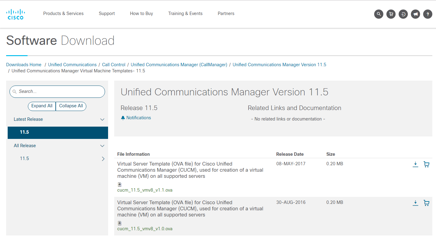 IoT (Internet of Theo): Cisco Call Manager (CUCM) - Requirements and OVA