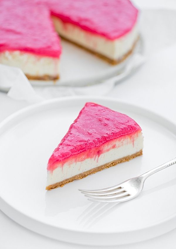Pink Vanilla Cheesecake with Rhubarb