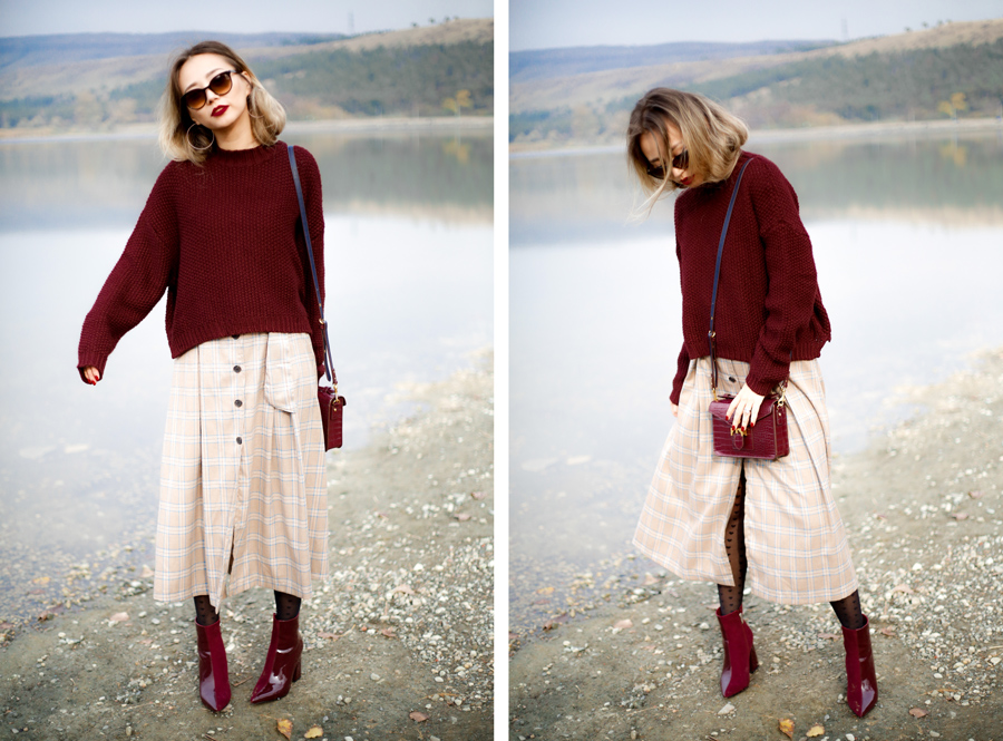 Outfit Idea: How to wear fall's wine colors in winter