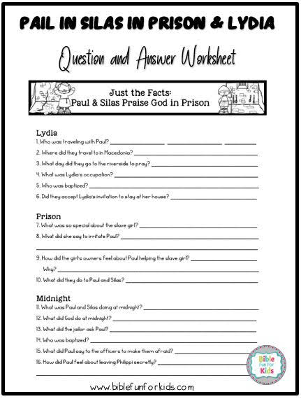 Bible Fun For Kids: Paul & Silas in Prison and Lydia