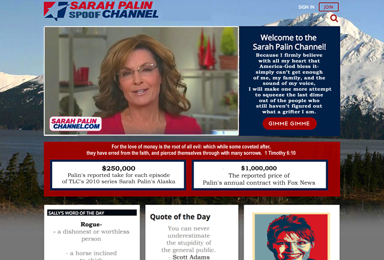 Spoofing Palin's New Money-Grabbing Gimmick | Nomadic Politics