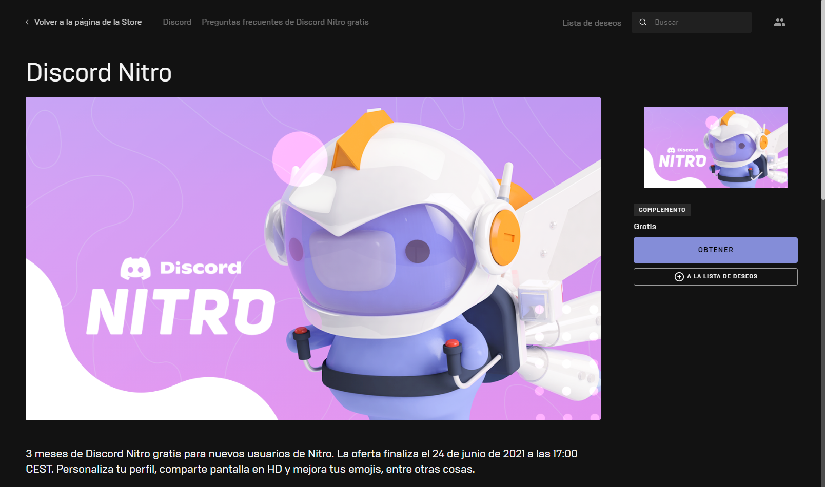 Epic Games está regalando Discord Nitro gratis