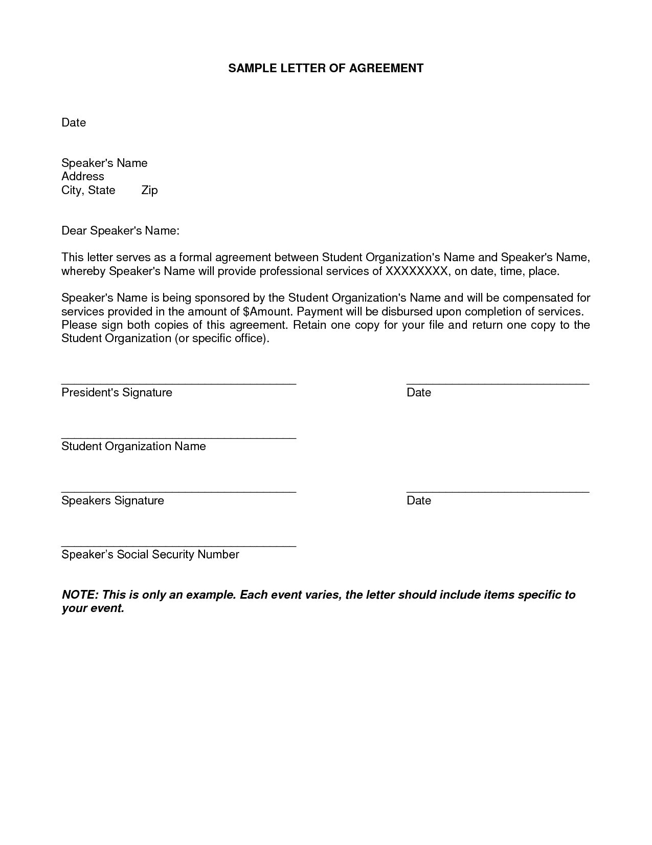 Letter Of Agreement Template Free Resume Letter letter-of-agreement-template-free-resume-letter