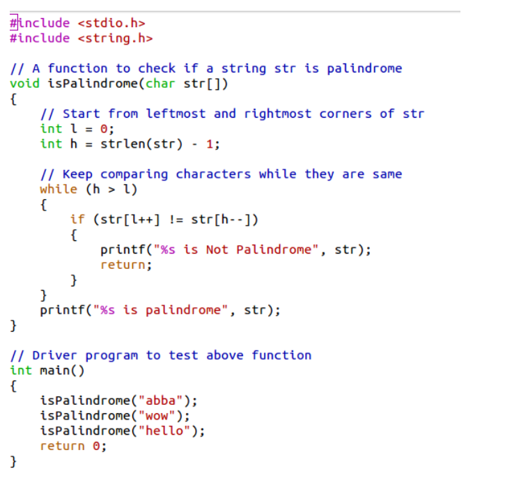 String Is A Palindrome Or Not ~ College Term Work Blog