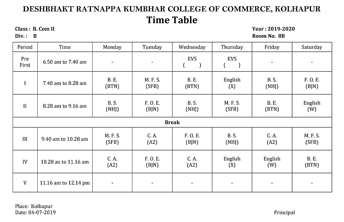 Department of Statistics, D.R.K. College of Commerce, Kolhapur: Time ...