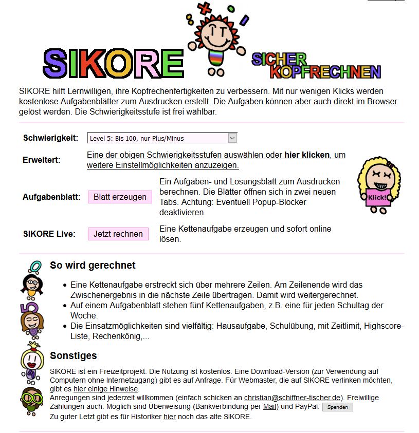 ICT-Ideen (Medien im Unterricht): SIKORE - Sicher Kopfrechnen