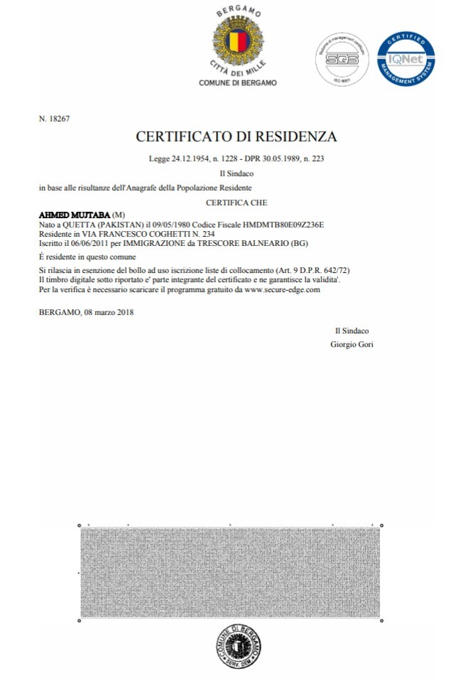All Type of My Italian Certificate Documents with html text