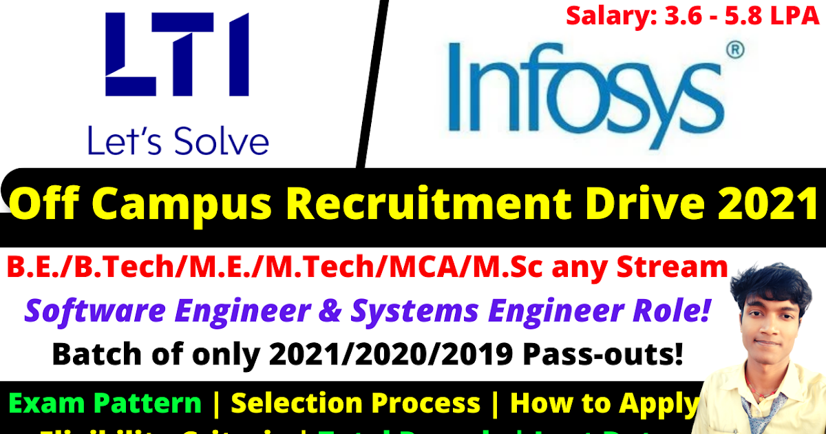 Infosys Off Campus Drive 2021 | Freshers | Systems Engineer | BE/ B.Tech/ ME/ M.Tech/ M.Sc/ MCA ...