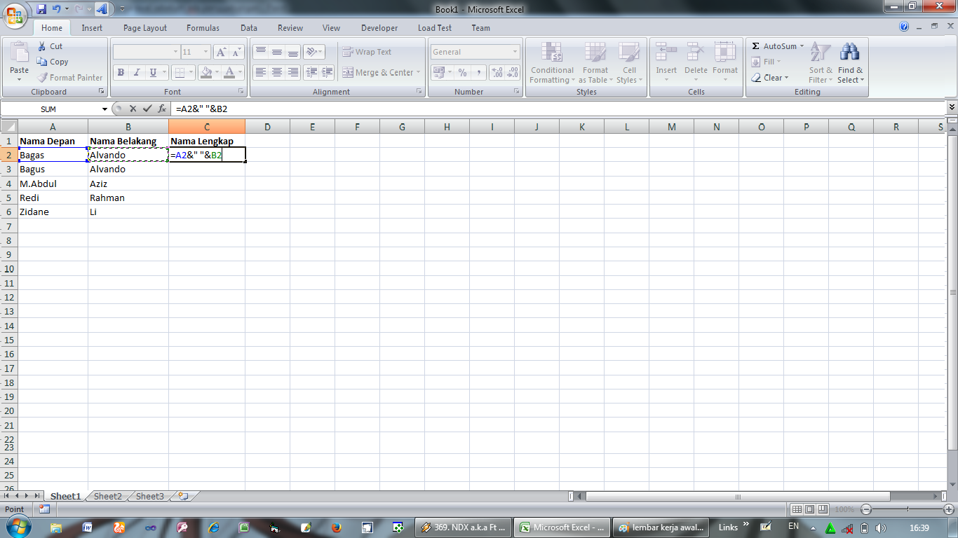 Pengertian Concatenating Cells Pada Microsoft Excel Febritsm