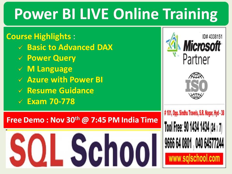 PowerBI Training: Power BI LIVE Online Training Demo at SQL School ...