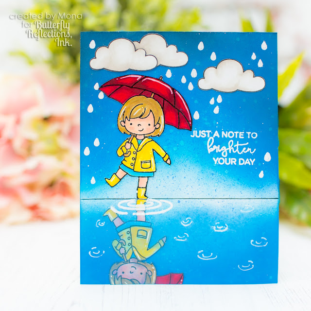 Summer rain card with Hello Bluebird Rainy Day Stamp Set