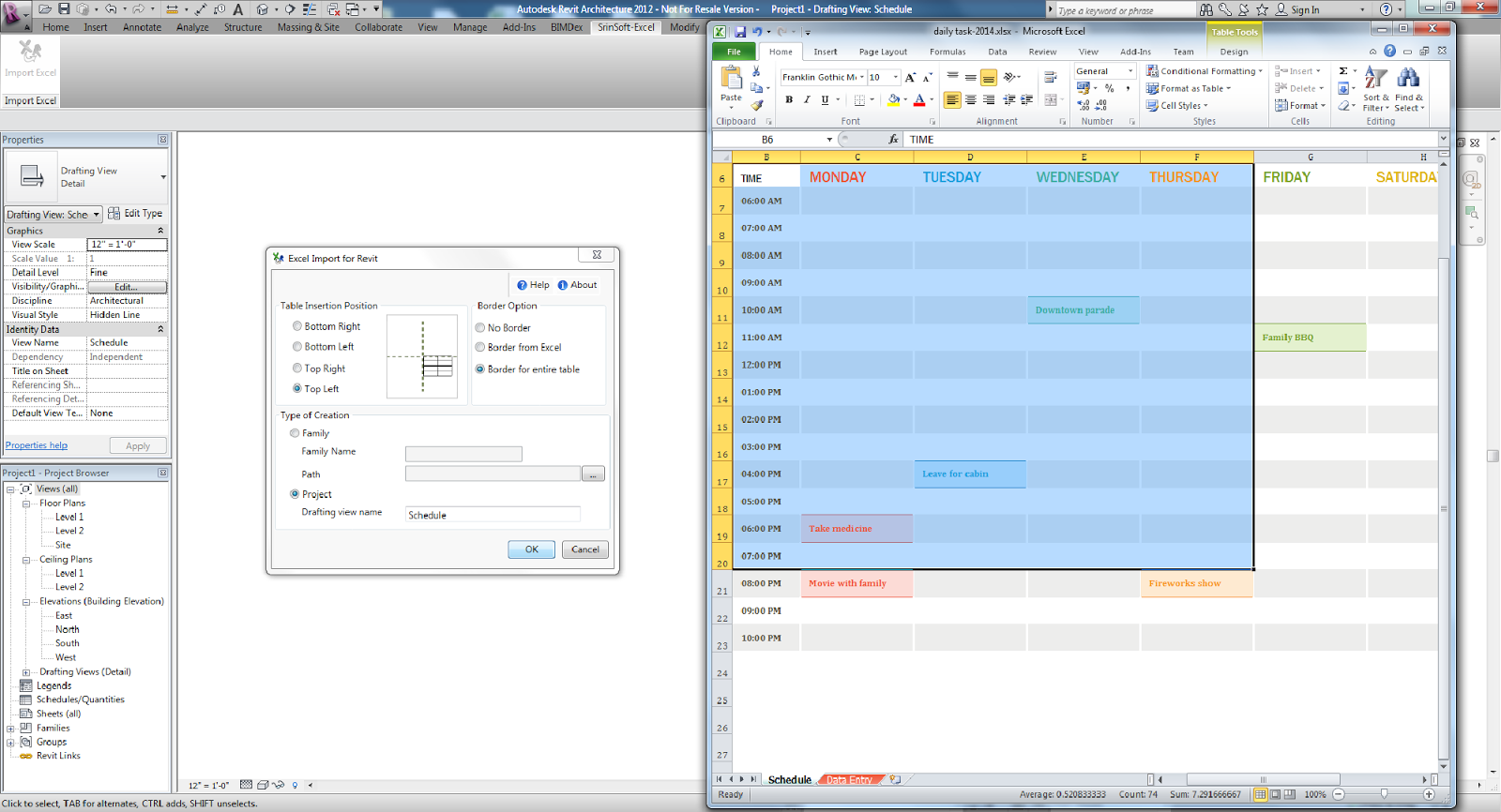 Revit Add-Ons: ExcelPlus – Insert Data from Excel as a Table