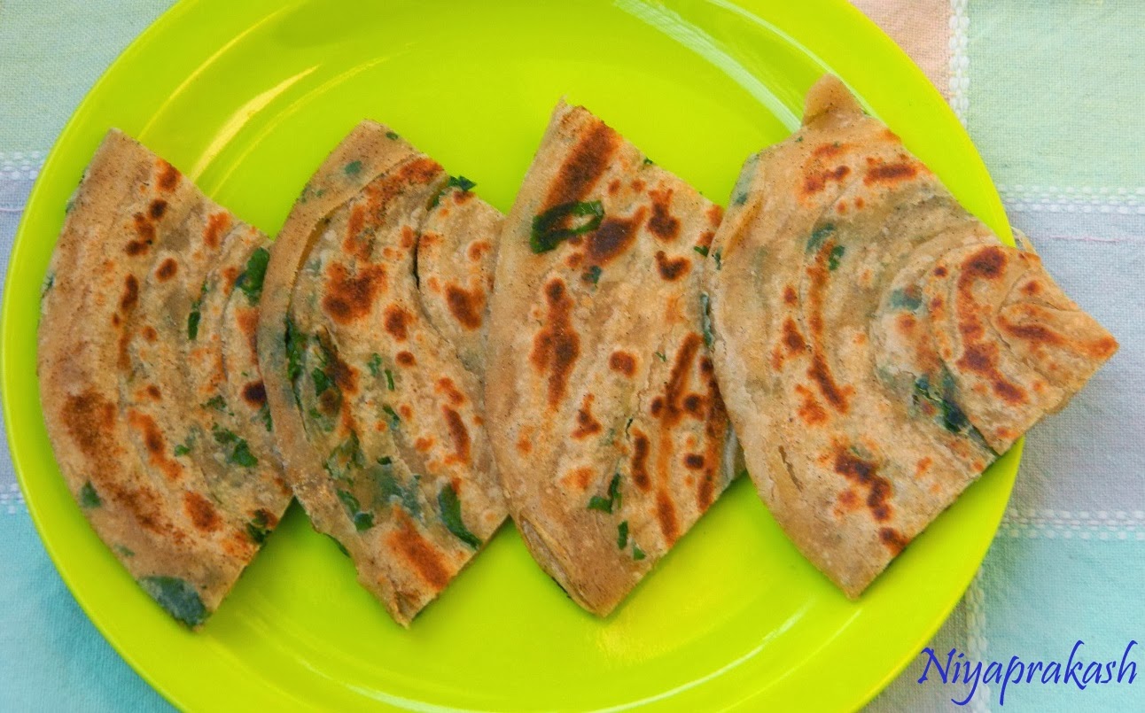 Niya's World: Coriander Stuffed Lachha Paratha