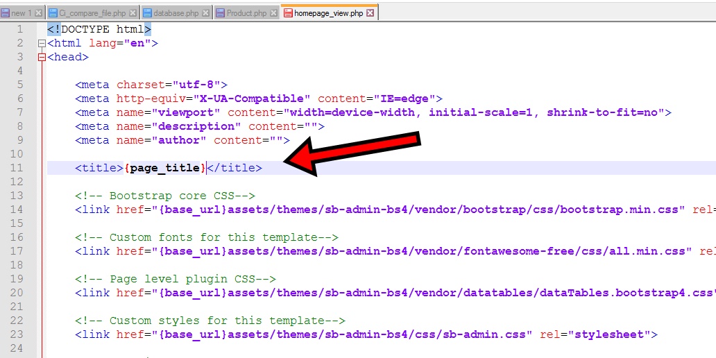 การเปลี่ยนแปลง Title Tag ของ Website ใน PHP CI MANIA