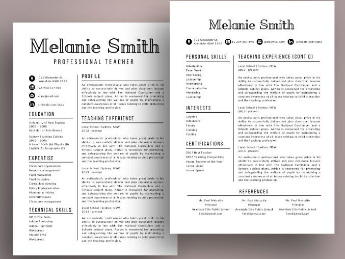 Modern Resume Template For Teachers - Collage Template