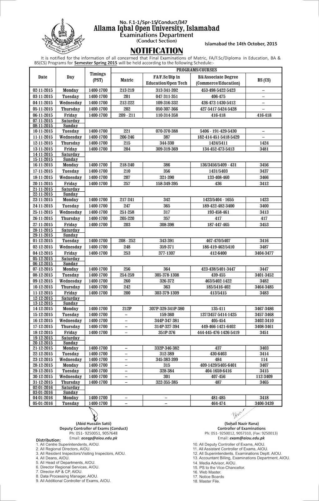 Education Point: Date Sheet Matric, FA_F.Sc, BA_BS(CS) & Associate ...