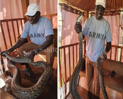 Chief of Army Staff, Tukur Buratai pictured playing with snakes at his ...
