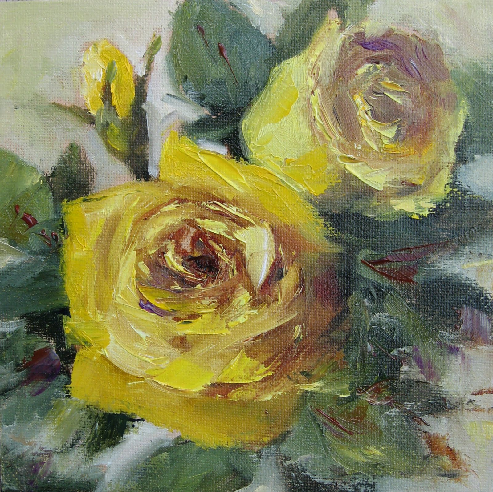 Pat Fiorello - Art Elevates Life: Flower Study # 31 Yellow Roses