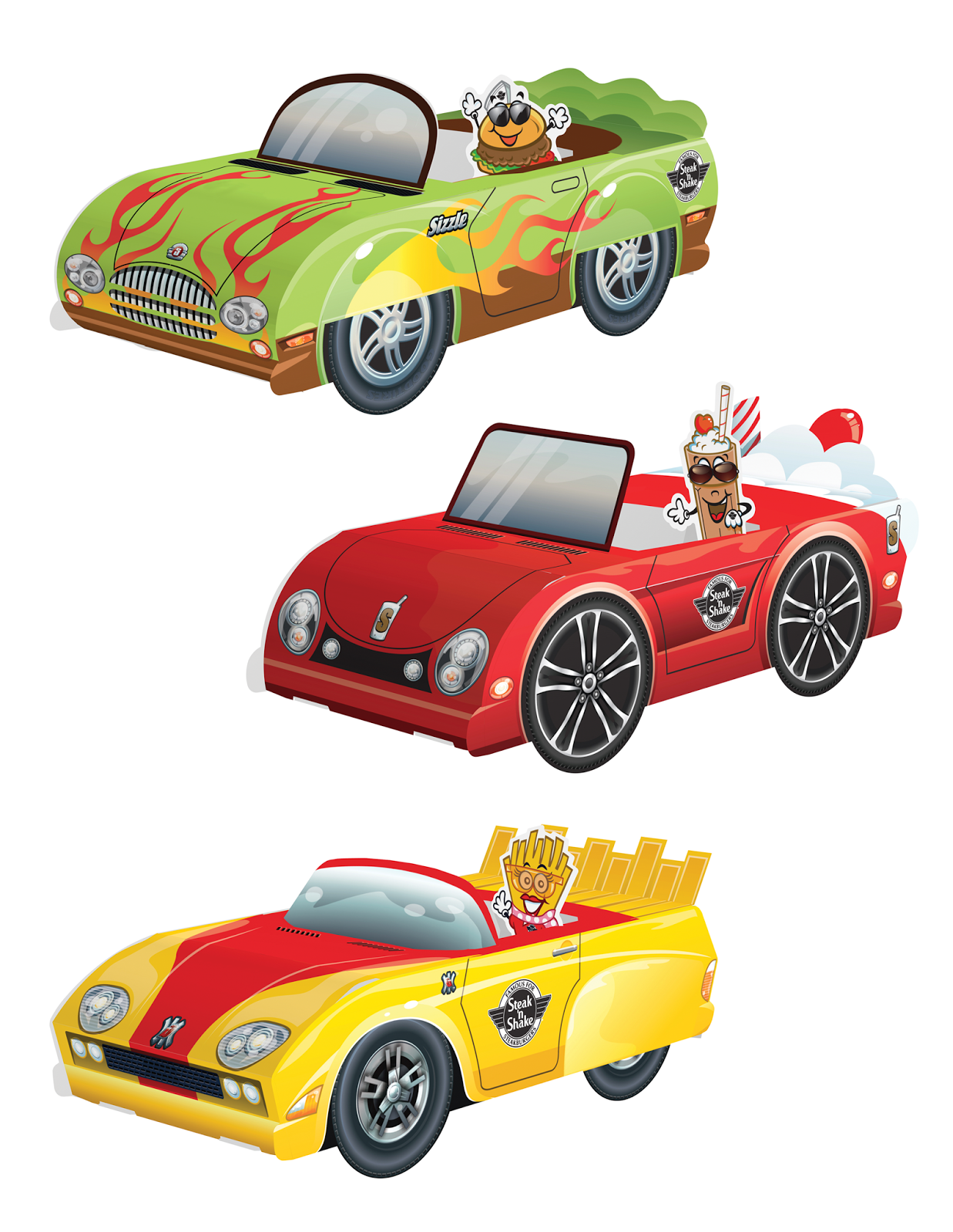 John E. Pedersen Design and Illustration: Steak N' Shake Character Cars