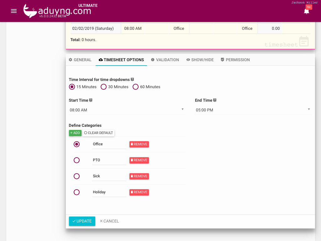 Rethink Workflow Support: Timesheet Control