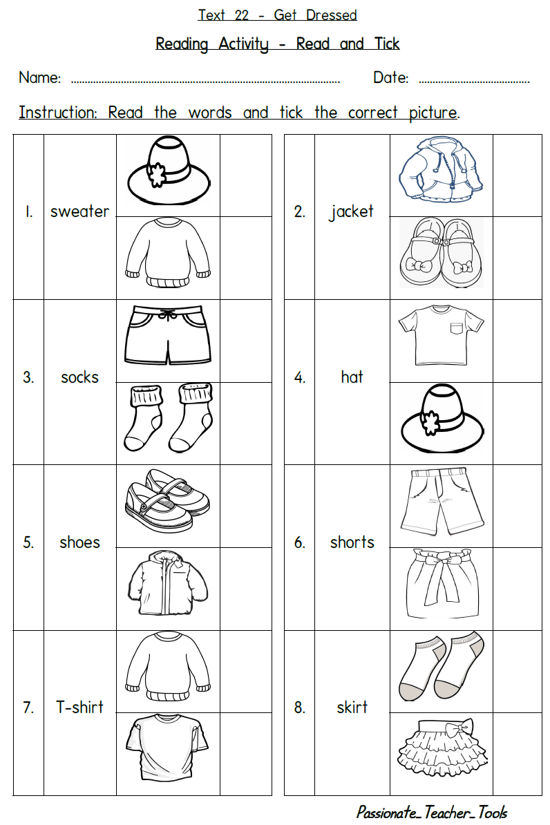 Passionate Teacher Tools: Text 22 - Get Dressed (With Suggested Activities)