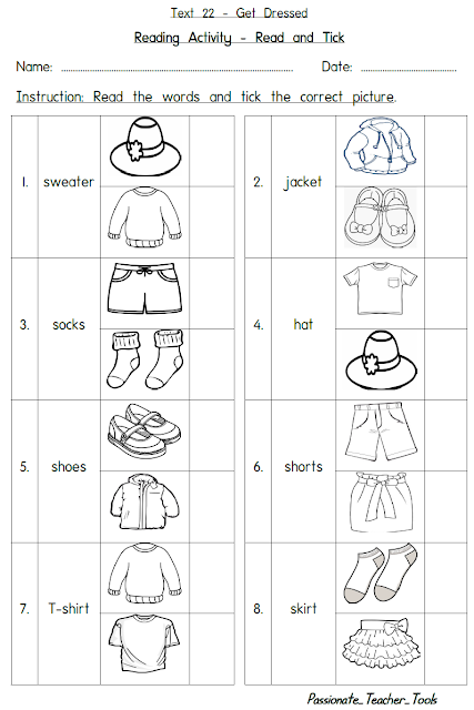 Passionate Teacher Tools: Text 22 - Get Dressed (With Suggested Activities)