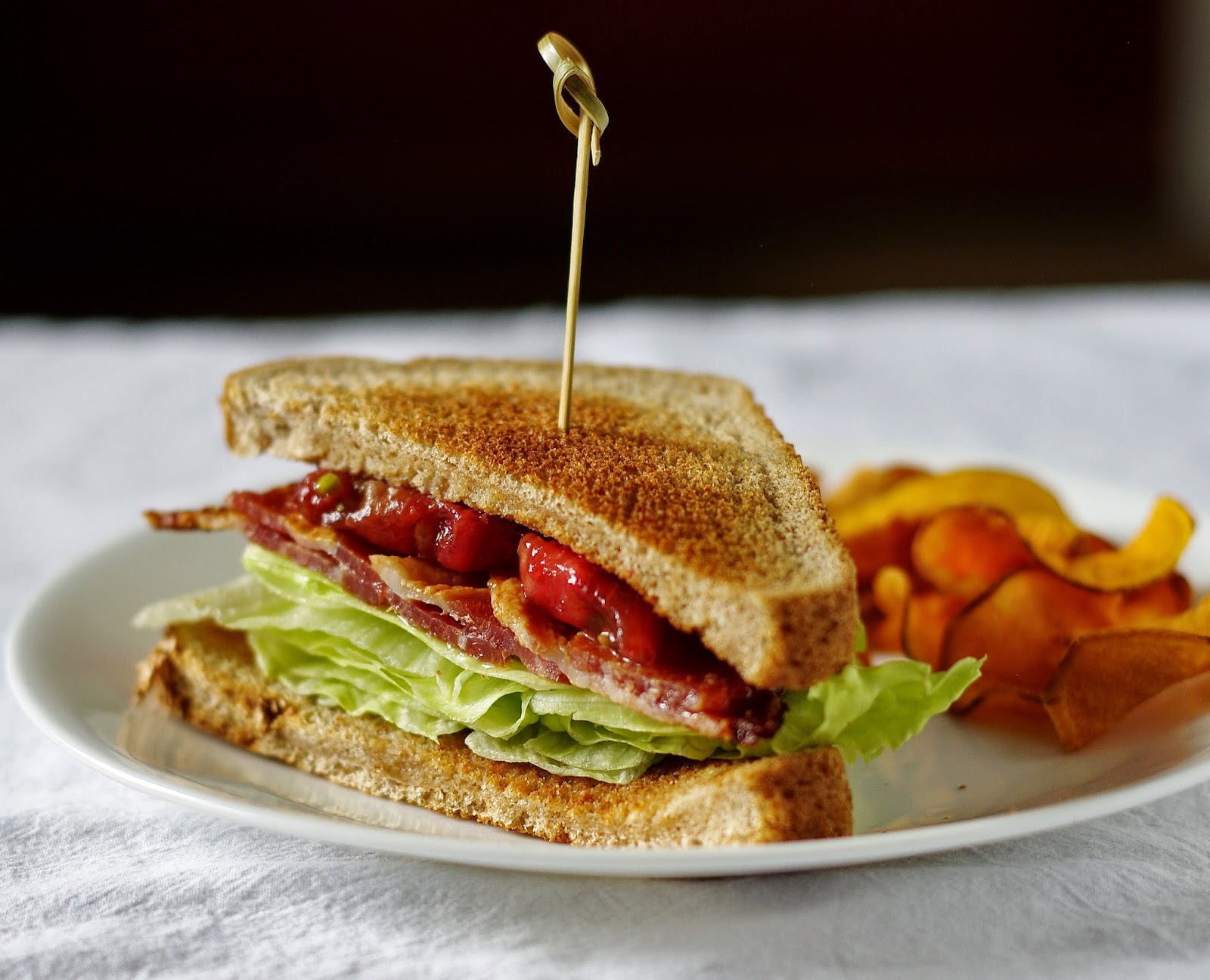 Sage Trifle: BLT Sandwiches with Heirloom Tomatoes and Basket Weave Bacon