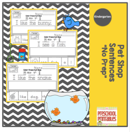 Pet Shop Sentences "No Prep" ~ Preschool Printables