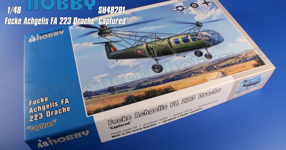 SH48201 Focke Achgelis FA 223 Drache ‘Captured’ in 1/48 - box content