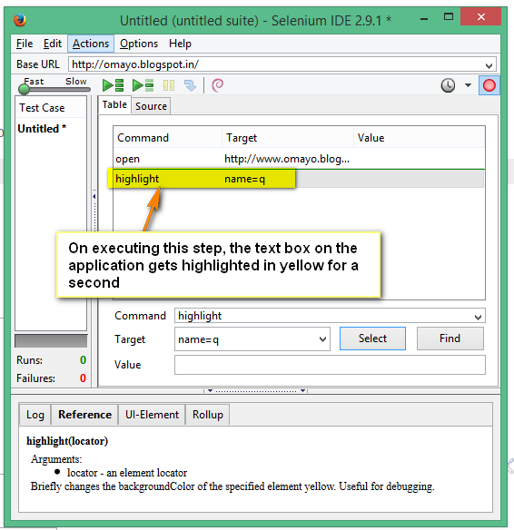 Selenium-By-Arun: 'highlight' command in Selenium IDE for highlighting ... Selenium-By-Arun: 'highlight' command in Selenium IDE for highlighting ...