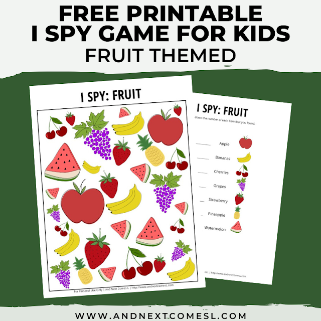 Fruit Themed I Spy Game {Free Printable for Kids} | And Next Comes L ...