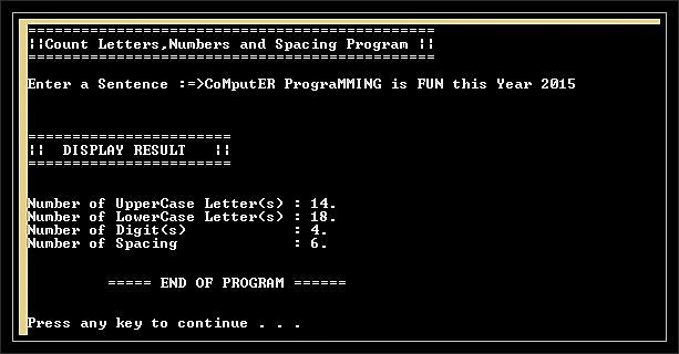Free Programming Source Codes And Computer Programming Tutorials Count Lettersnumbers And