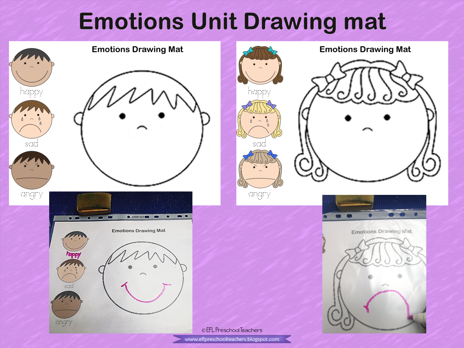 ESL/EFL Preschool Teachers: Emotions Theme Worksheets for Kindergarten ESL