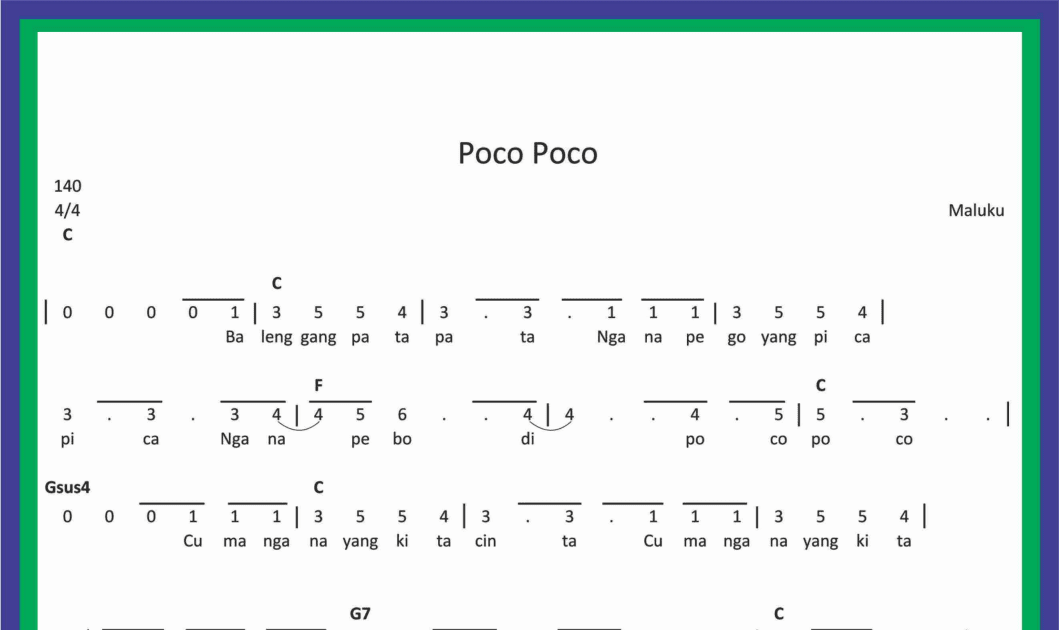 Not Angka Lagu Poco Poco - SEKITAR MUSIK